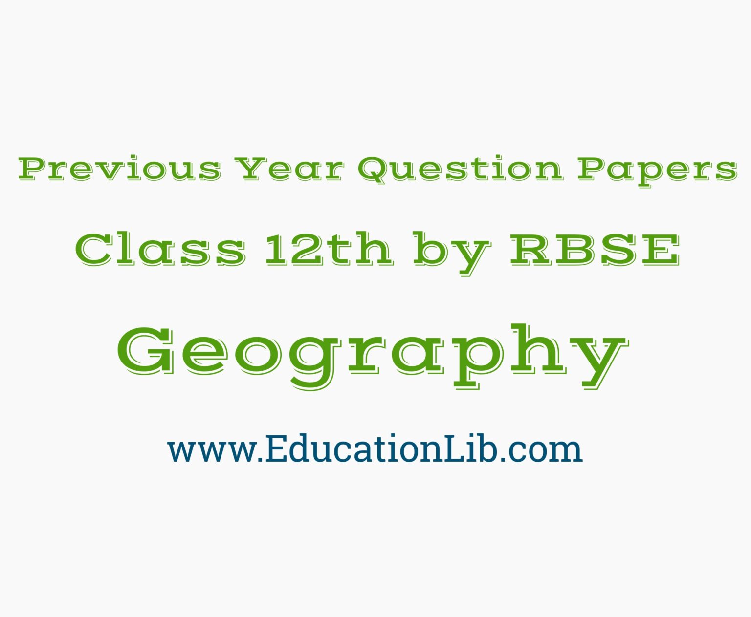 Previous Year Question Papers || Geography || Class 12th By RBSE ...